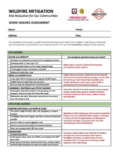 Wildfire Home Hazard Assessment Worksheet